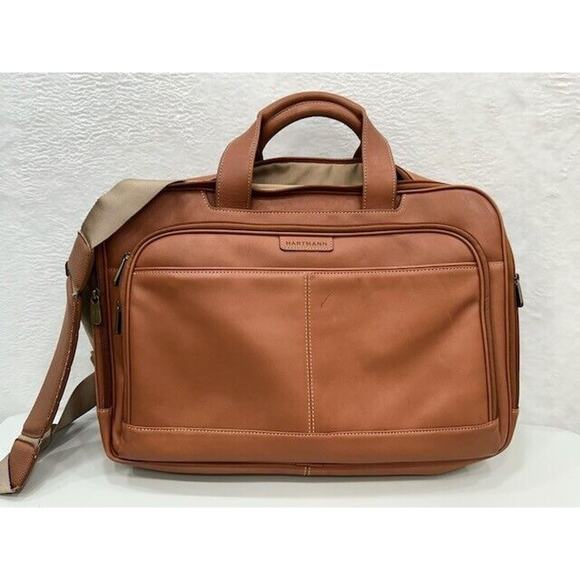 Hartmann | Bags | Hartmann Mens Leather Laptop Bag Crossbody Strap ...